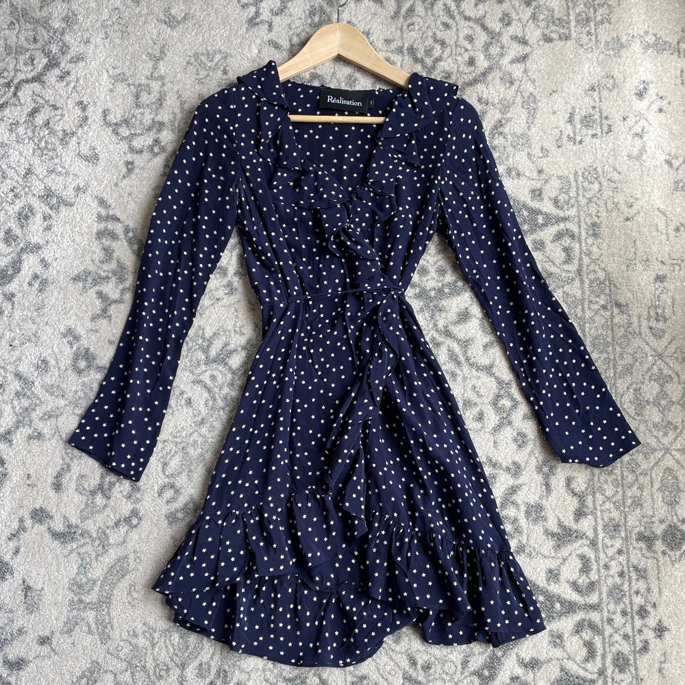 Realisation Par, The Alexandra Dress With Navy Stars - Gem